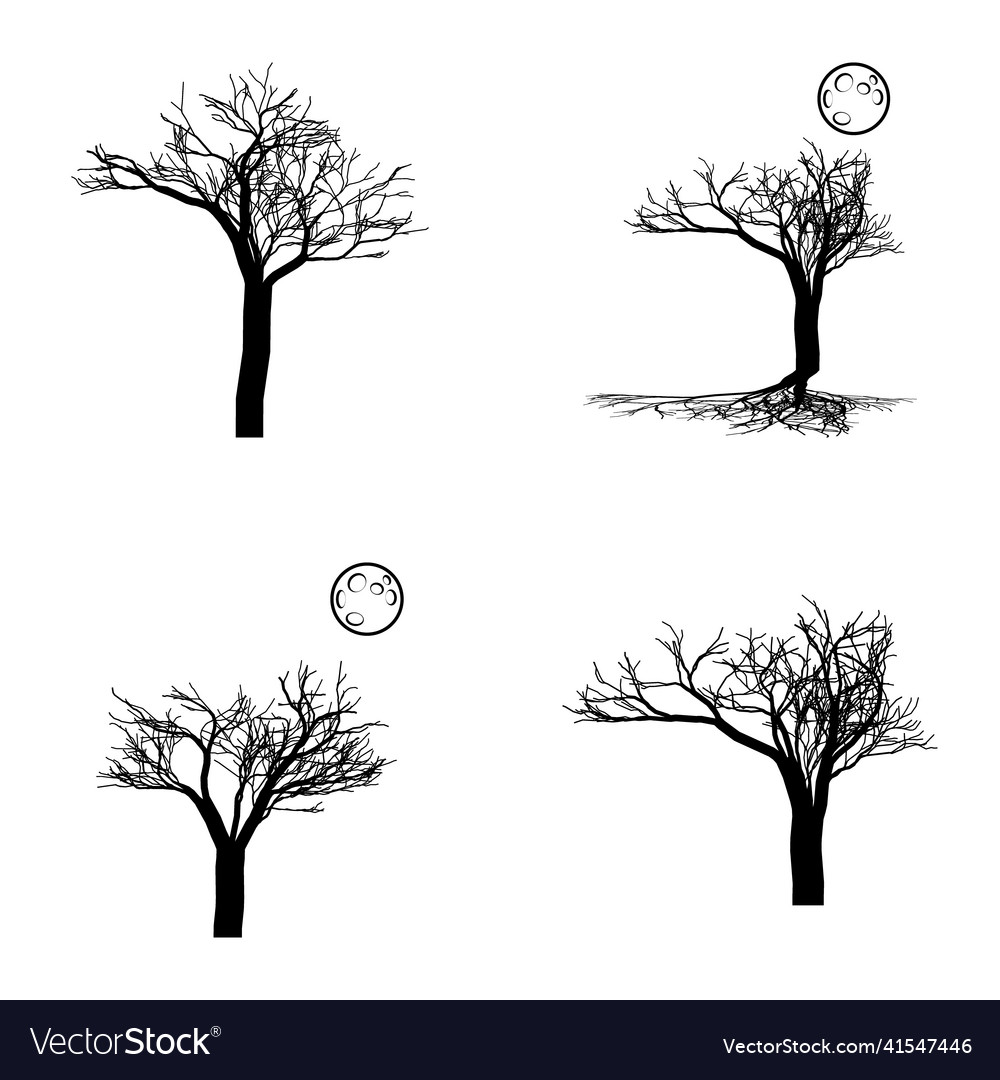 Tree flat icon set isolated on white background Vector Image