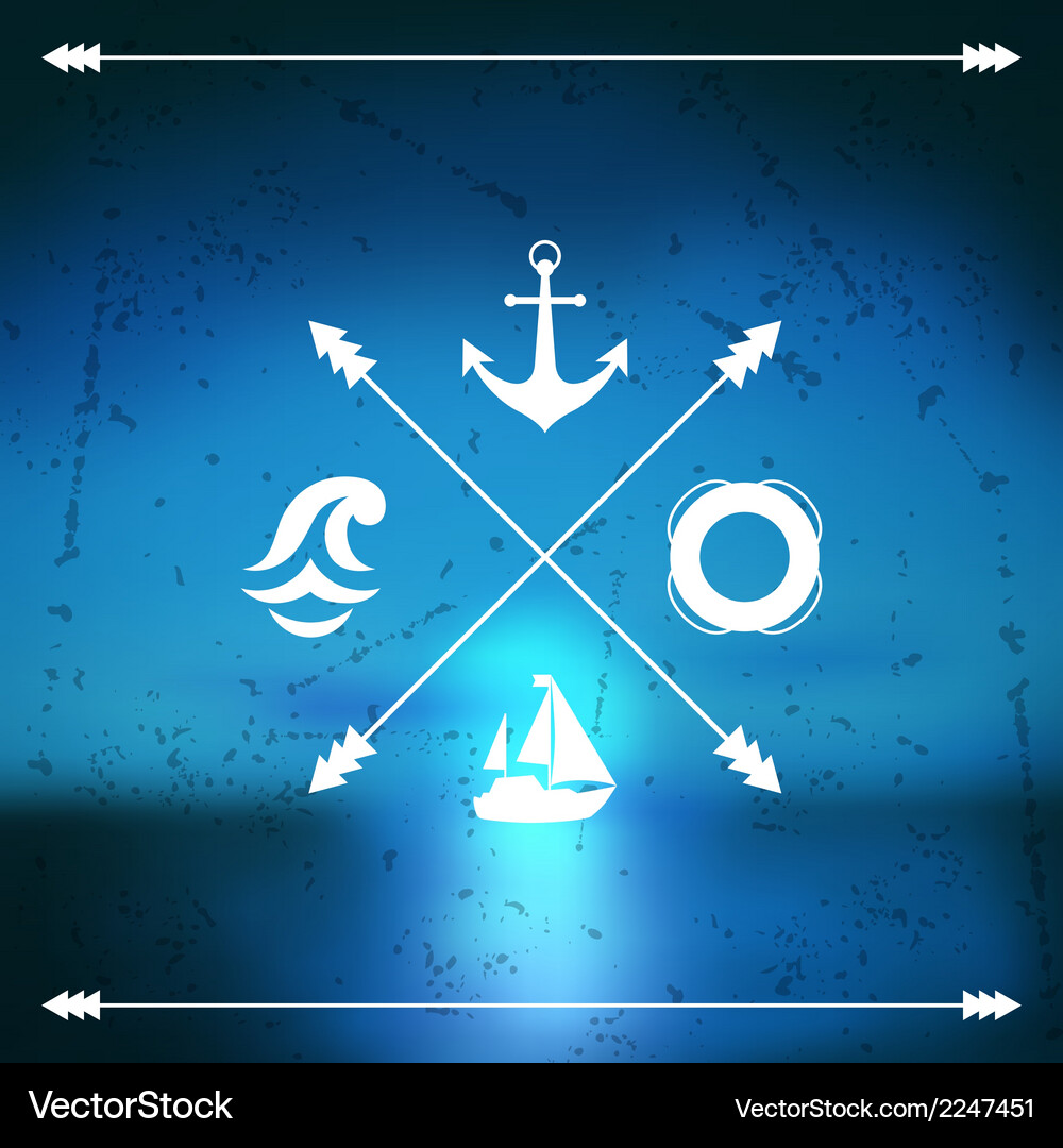 Design postcard with marine label and symbol Vector Image