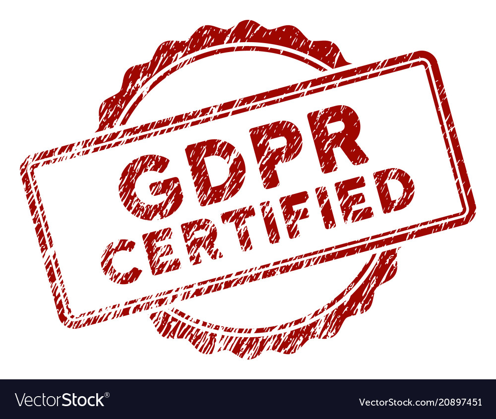 Distress textured gdpr certified stamp seal Vector Image Distress textured gdpr certified stamp seal Vector Image
