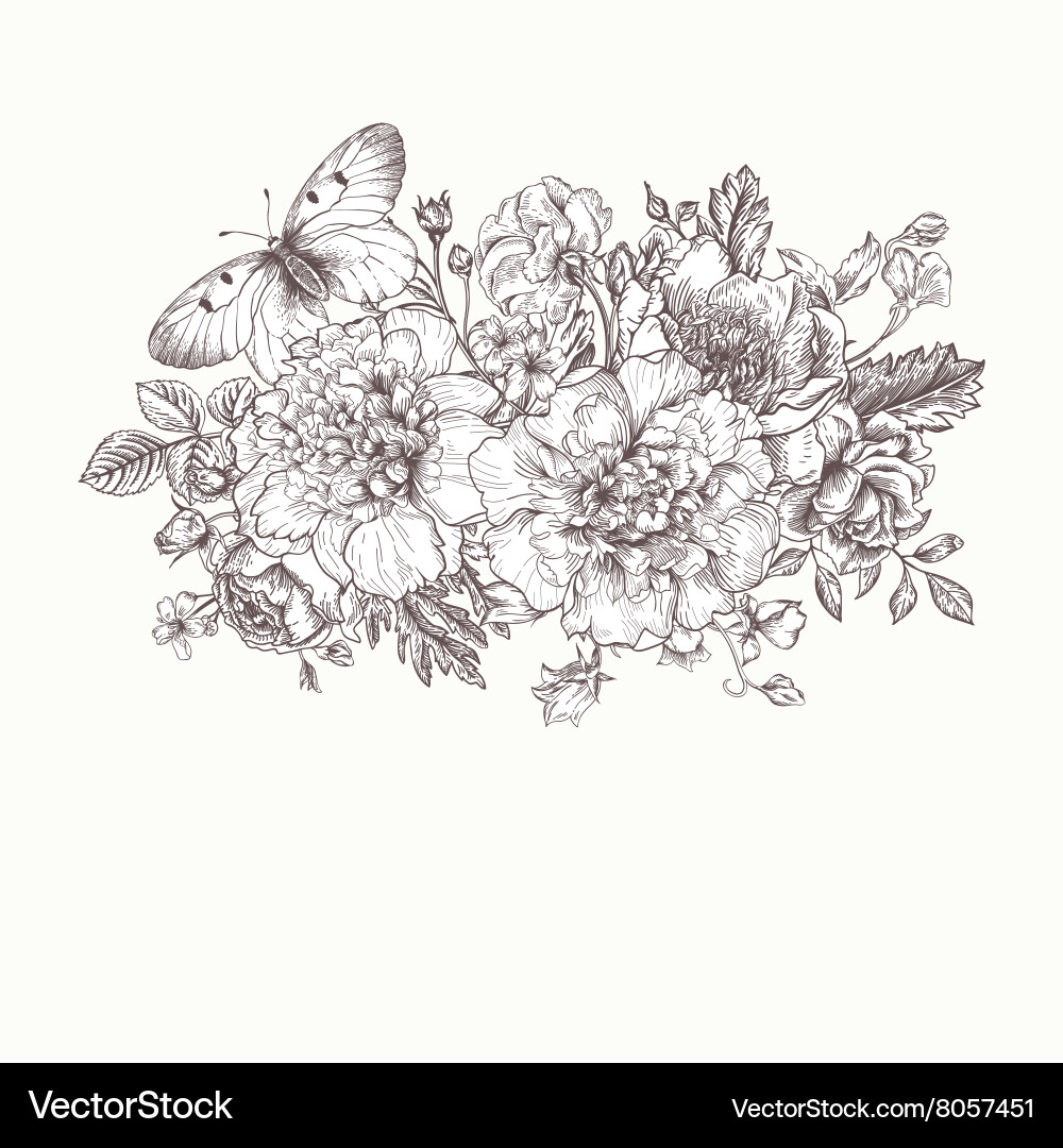 Floral background card with a bouquet Royalty Free Vector