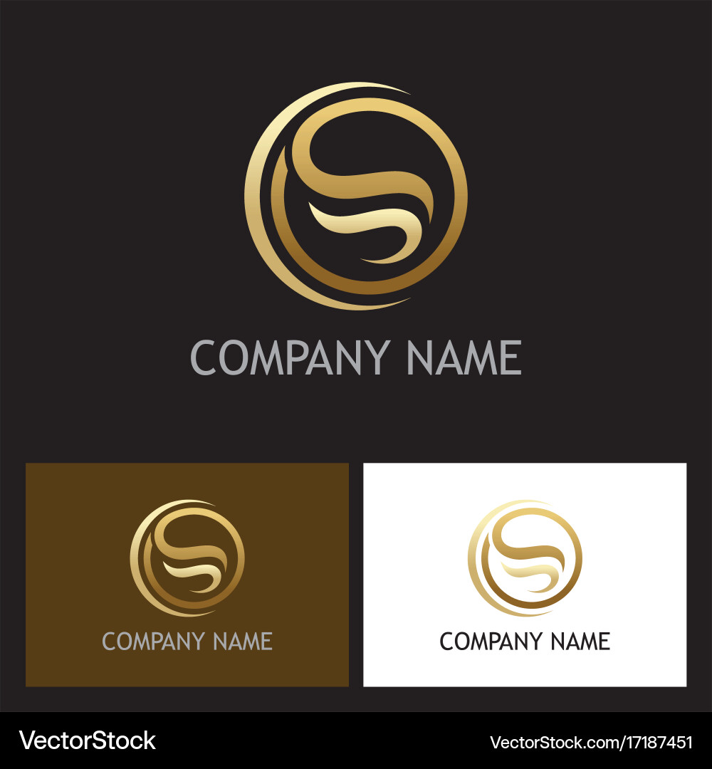 Gold abstract letter s round logo Royalty Free Vector Image
