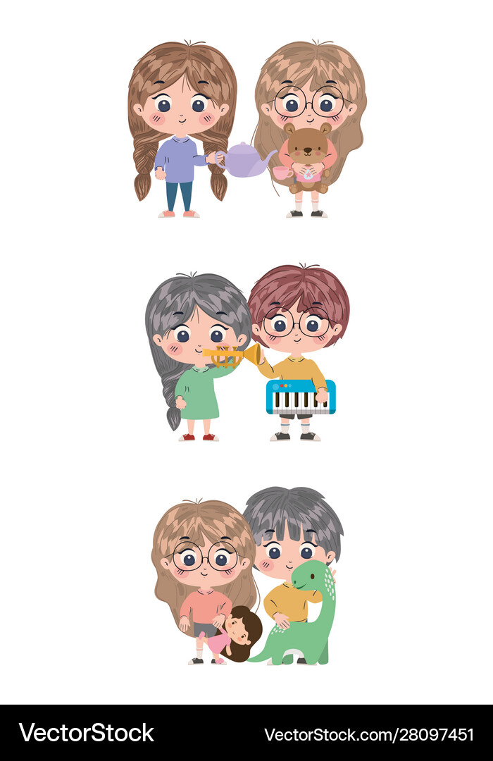 Isolated set kids cartoons design Royalty Free Vector Image