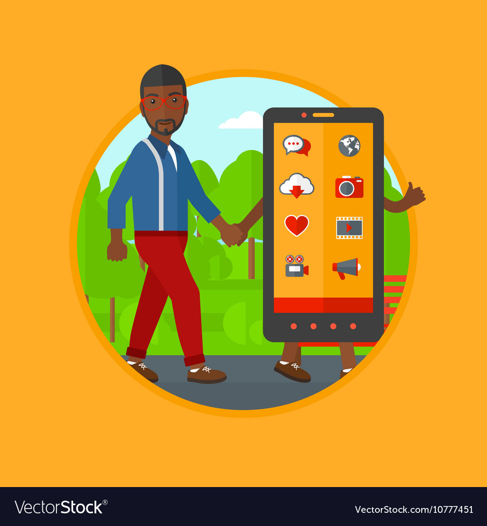 Man walking with smartphone Royalty Free Vector Image