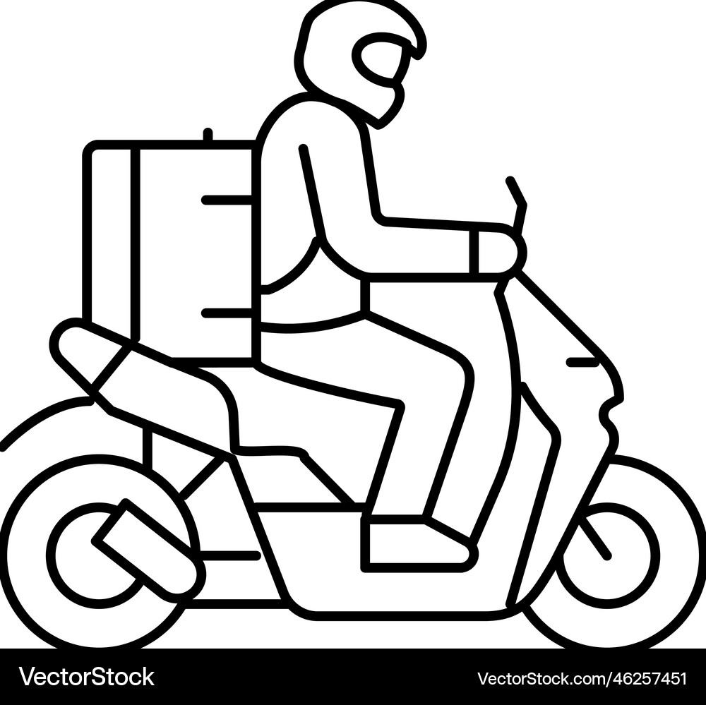 Motorbike courier line icon Royalty Free Vector Image