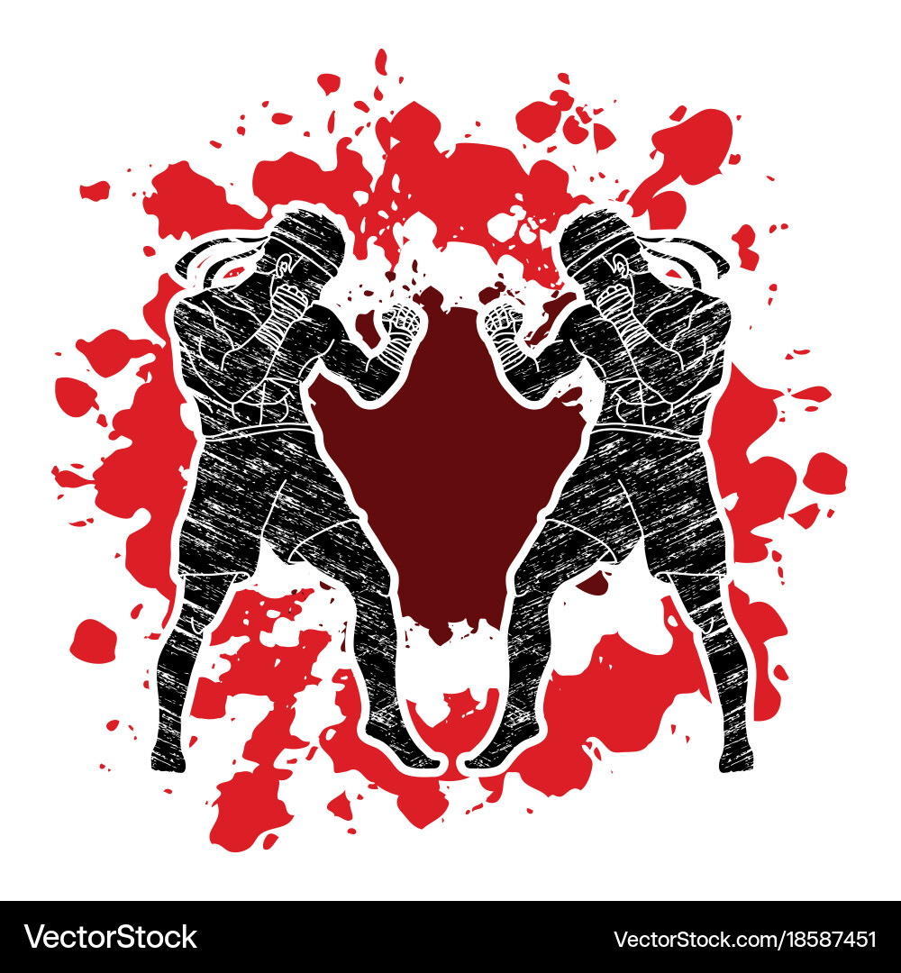 Muay thai boxing standing ready to fight Vector Image