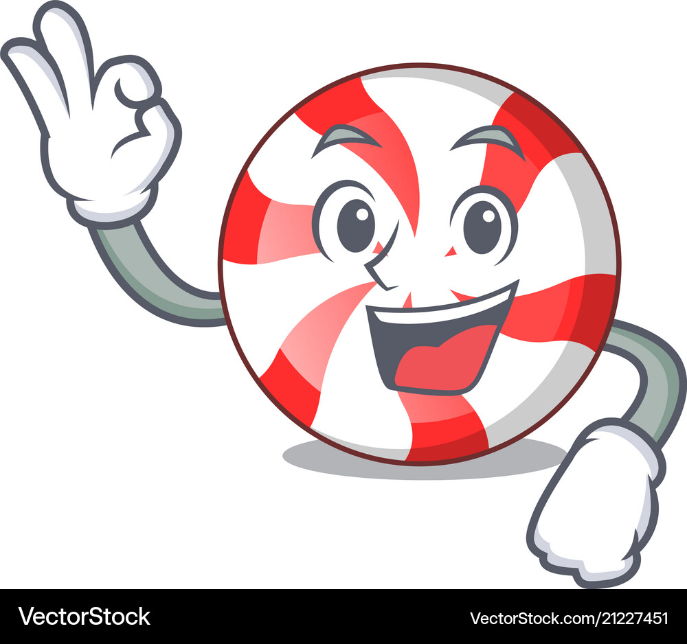 Okay peppermint candy character cartoon Royalty Free Vector