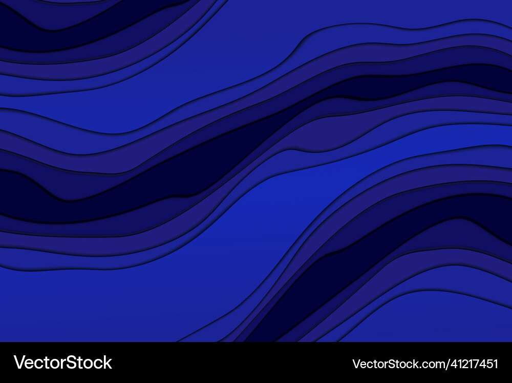 Paper cut abstract design background blue color Vector Image