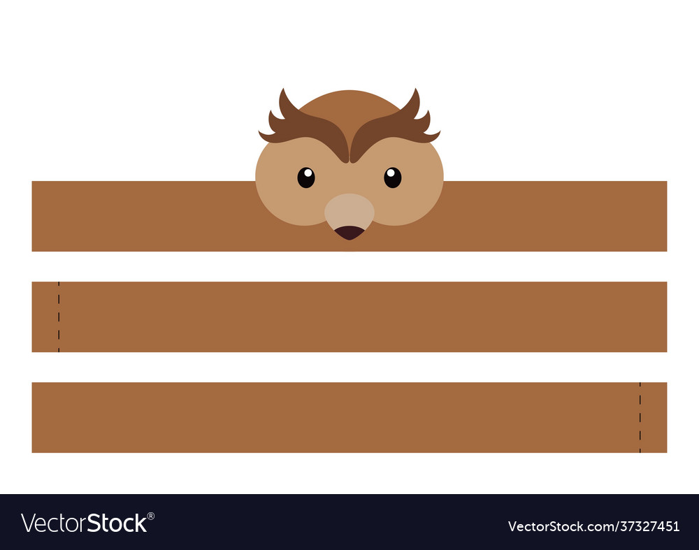 Printable owl paper crown party headband die cut Vector Image