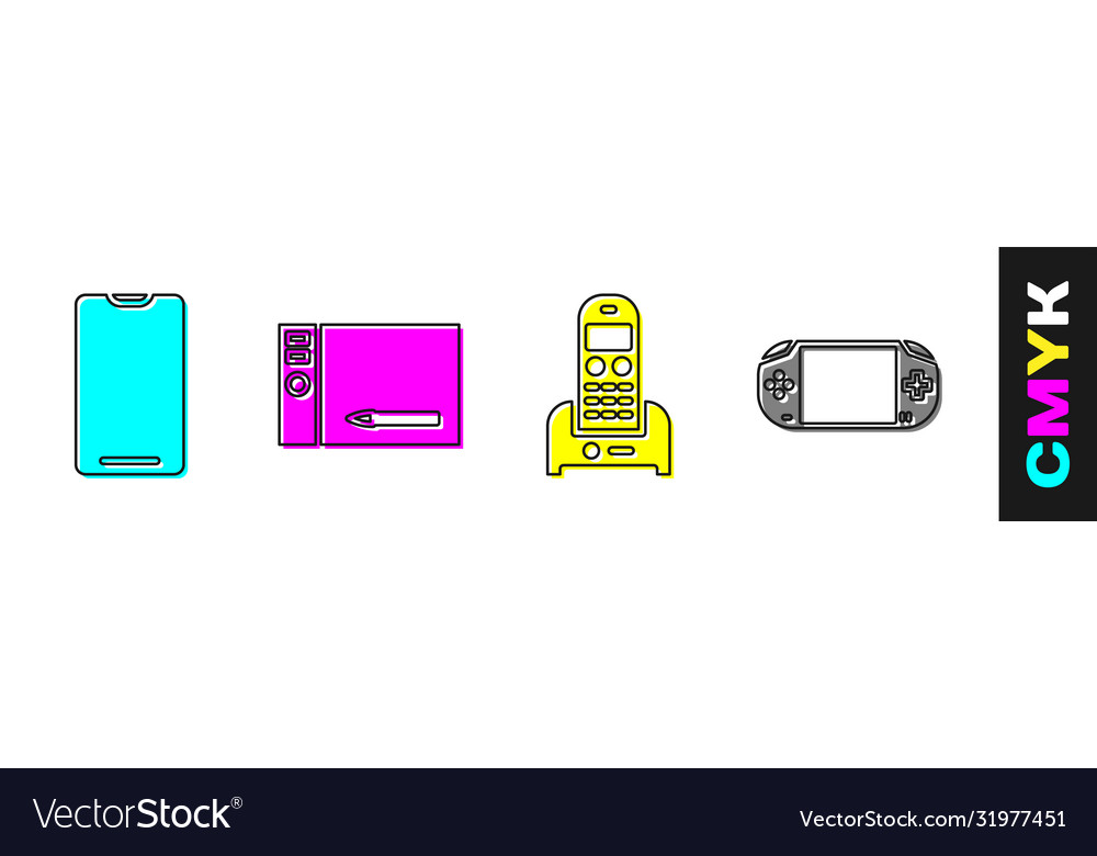 Set smartphone mobile phone graphic tablet Vector Image