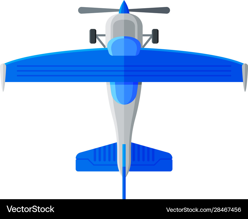 Blue flying aircraft airplane view from above Vector Image