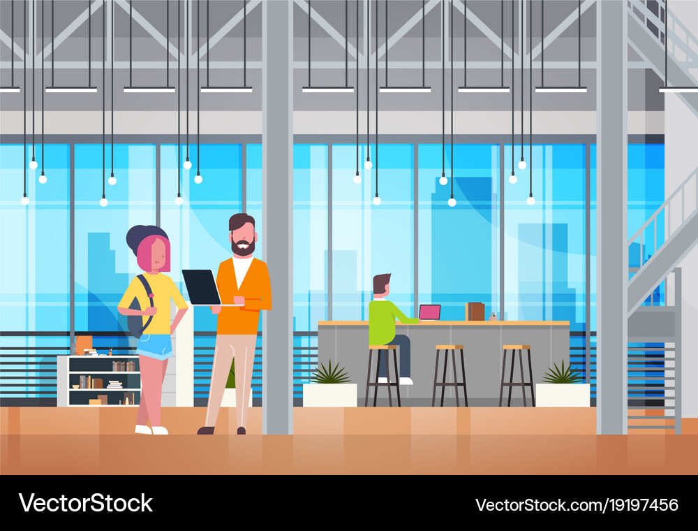 Coworking space interior modern business people Vector Image