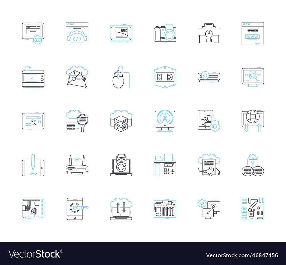 Devices linear icons set smartph laptop tablet Vector Image