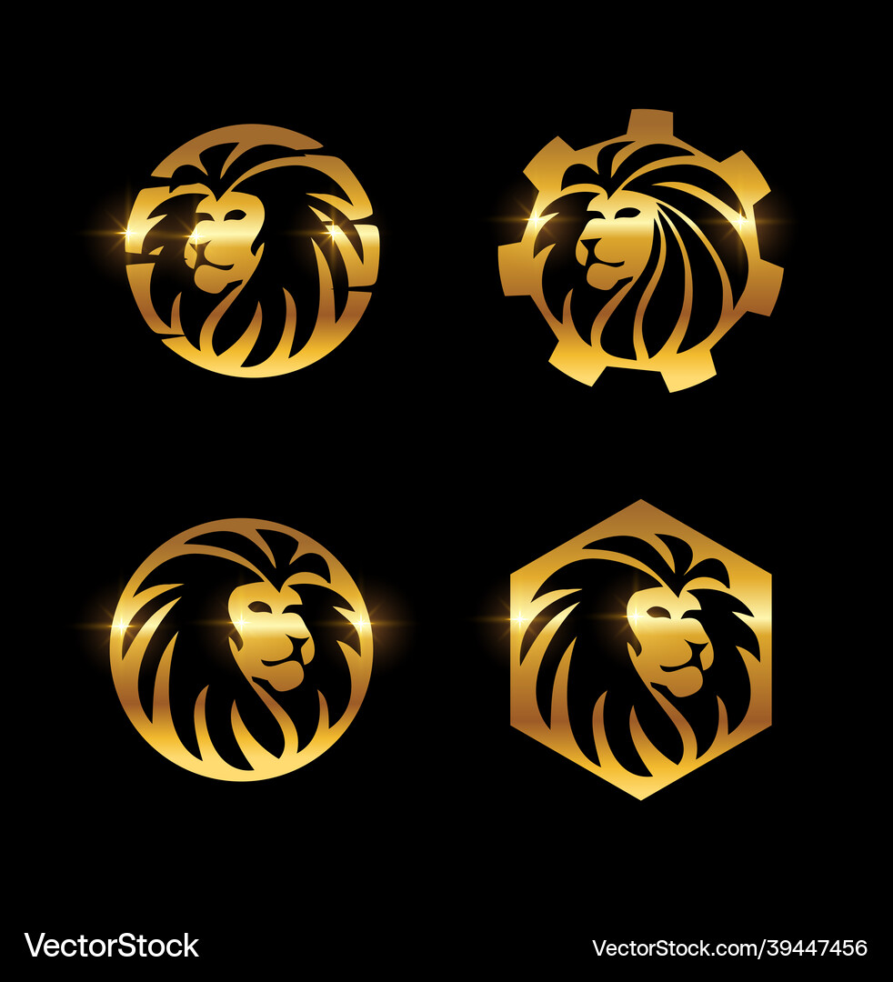 Golden lion sign Royalty Free Vector Image - VectorStock