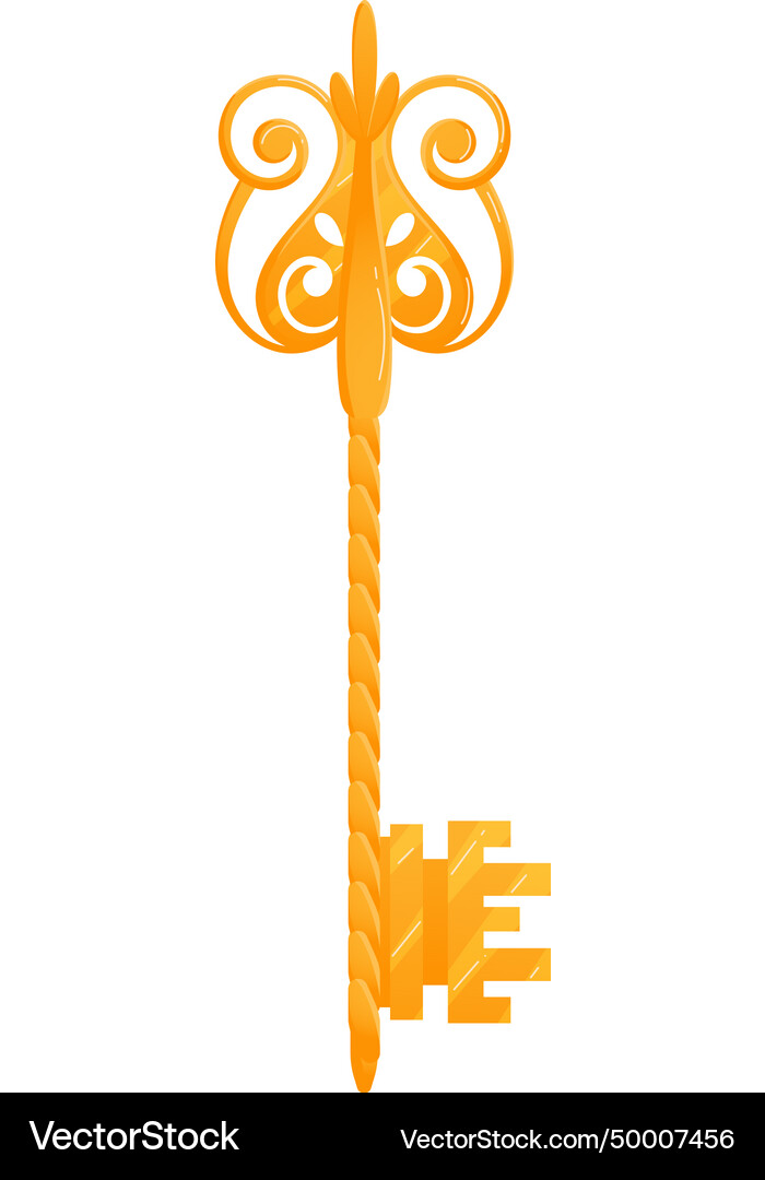 Golden ornate key with elaborate top design Vector Image