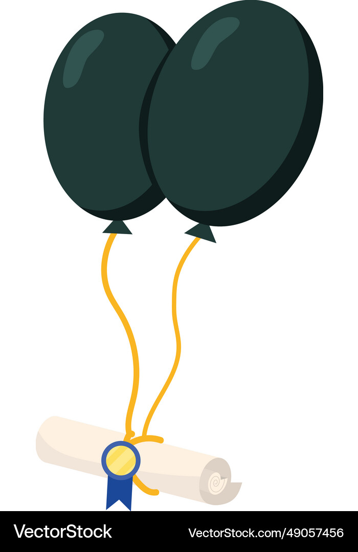 Graduation diploma roll and balloons Royalty Free Vector