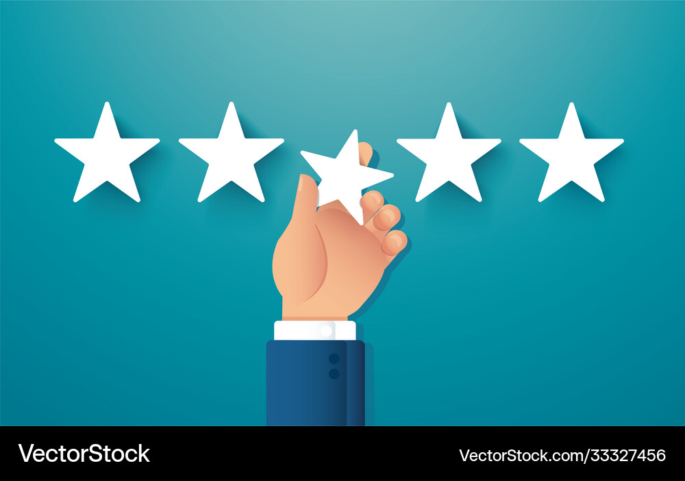 Hand giving five star rating feedback concept Vector Image