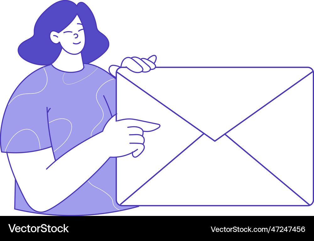 Happy woman with huge envelope as email message Vector Image