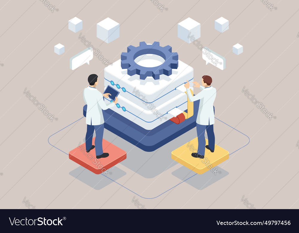 Isometric database and cloud data storage concept Vector Image