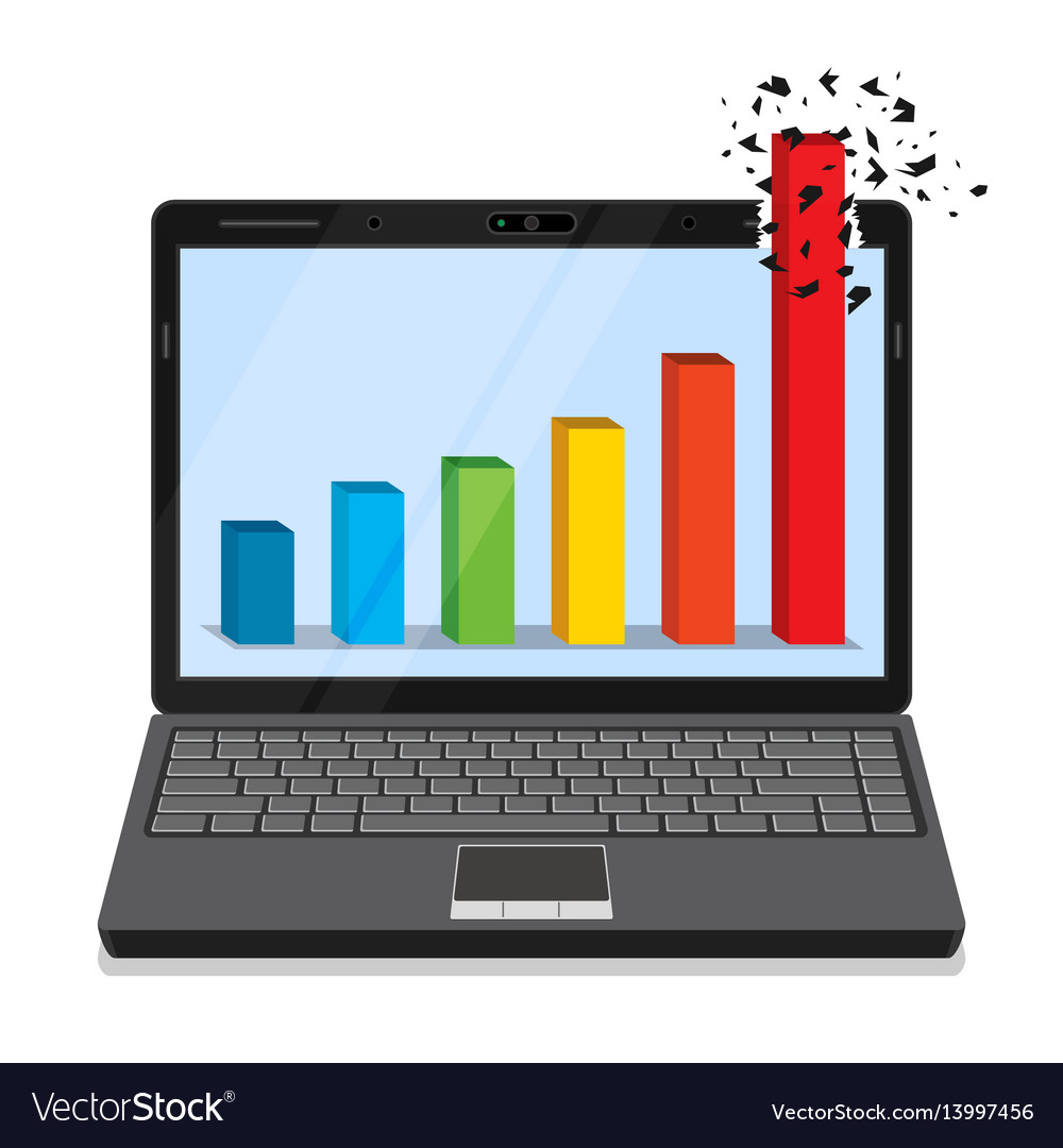 Laptop with business graph Royalty Free Vector Image