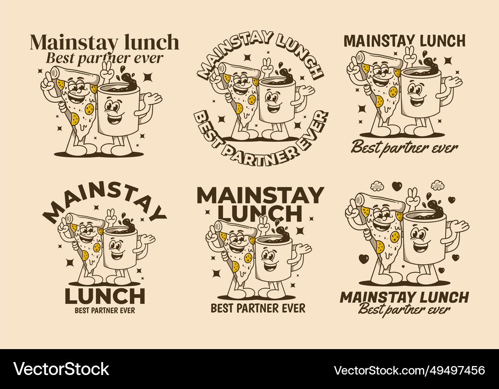 Mainstay lunch best partner ever mascot character Vector Image