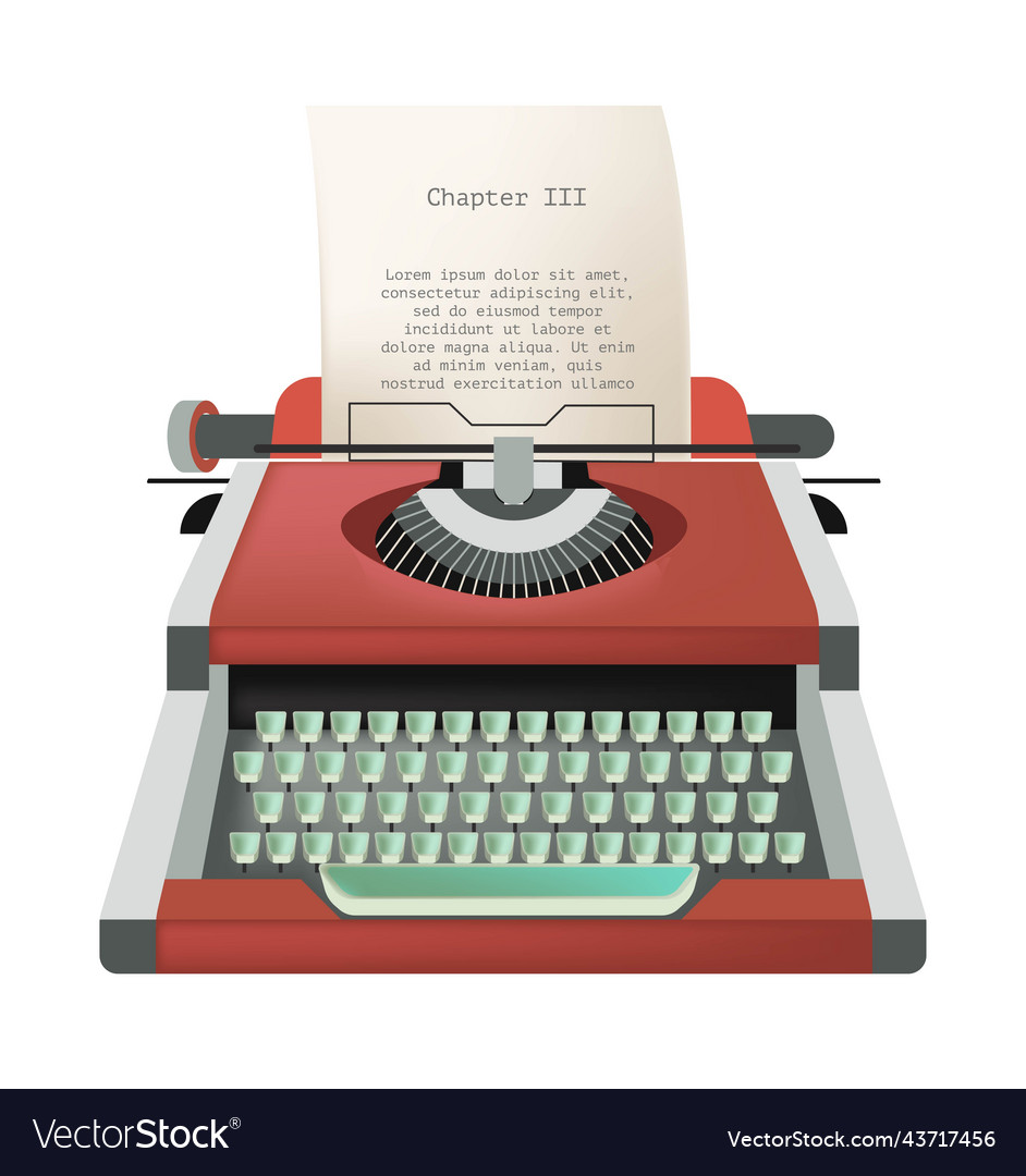 Outdated Retro Or Vintage Typing Machine With Page
