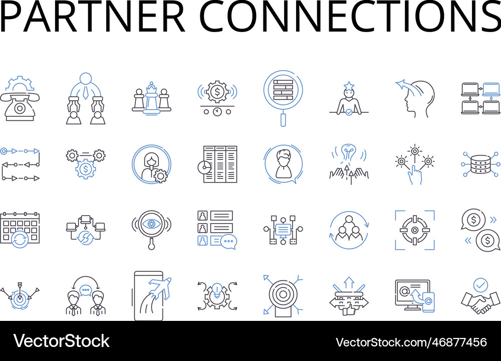 Partner connections line icons collection Vector Image