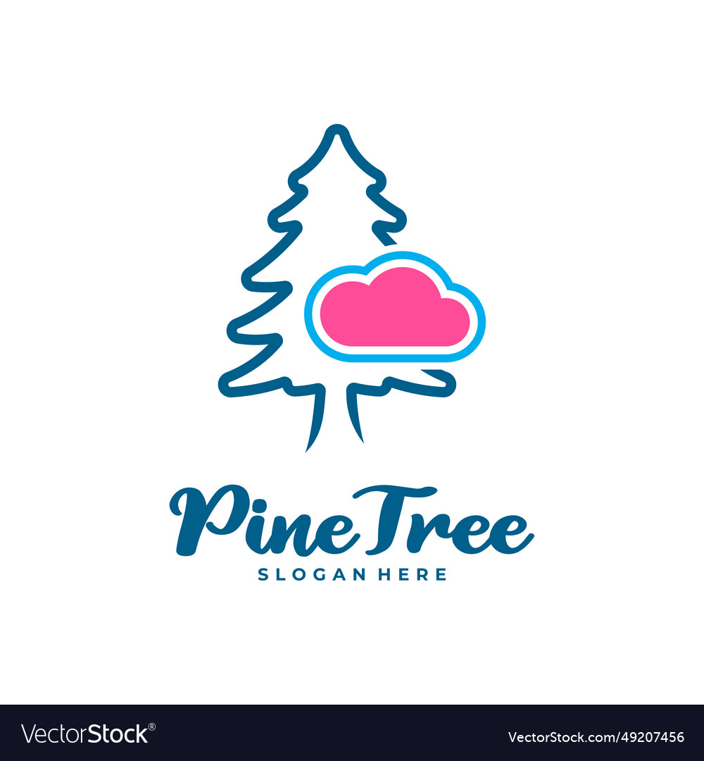 Pine tree with cloud logo design creative Vector Image