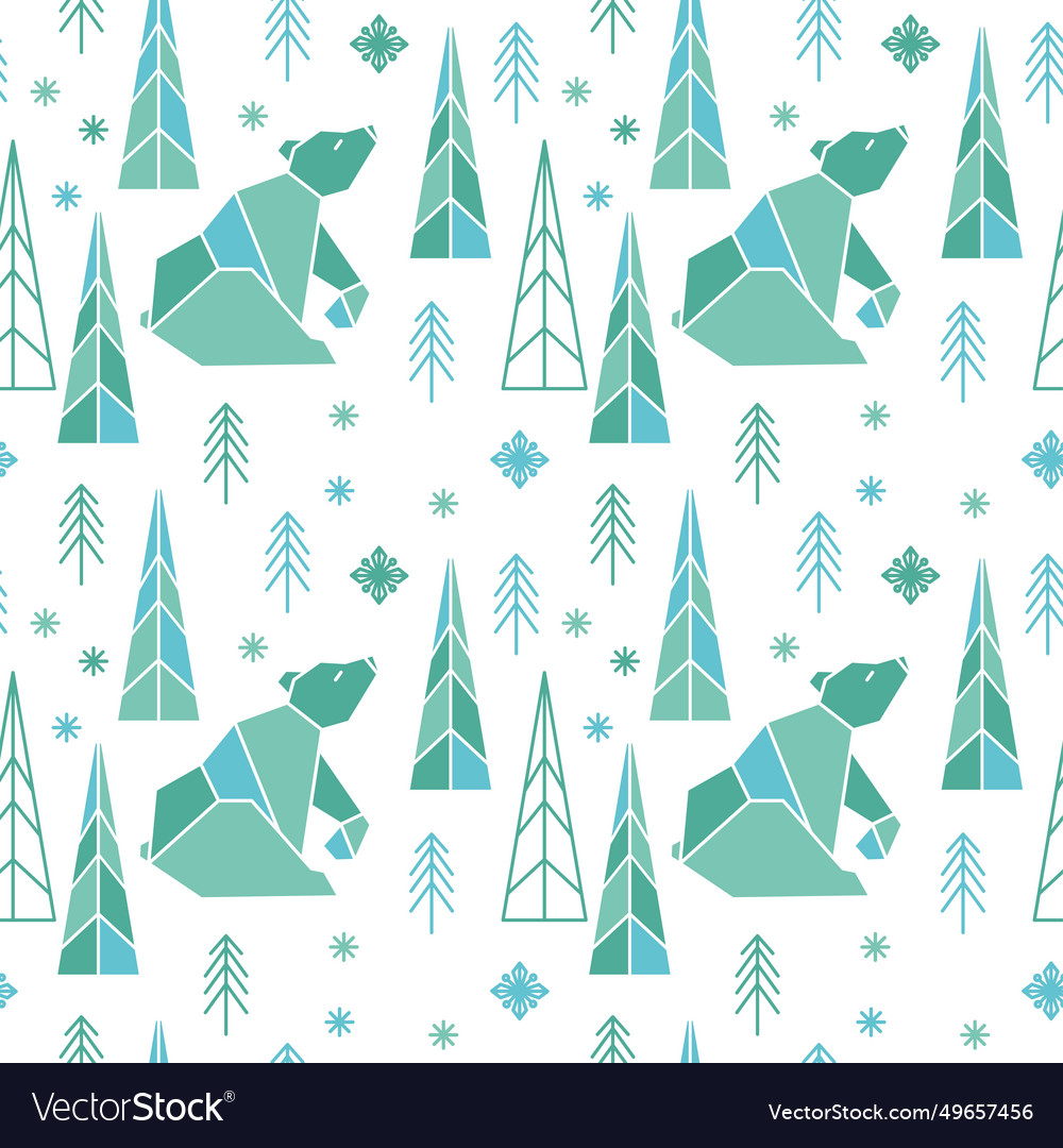 Polar bear geometric shapes winter print Vector Image