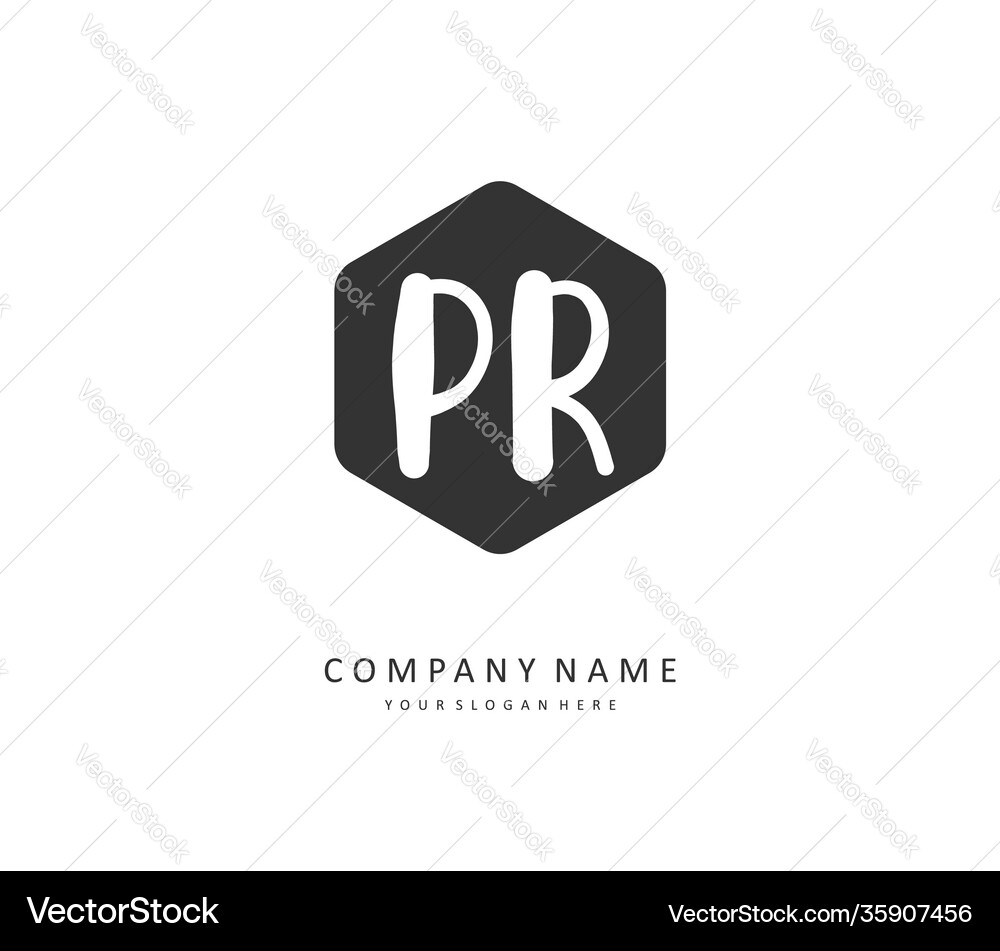 Pr initial letter handwriting and signature logo Vector Image
