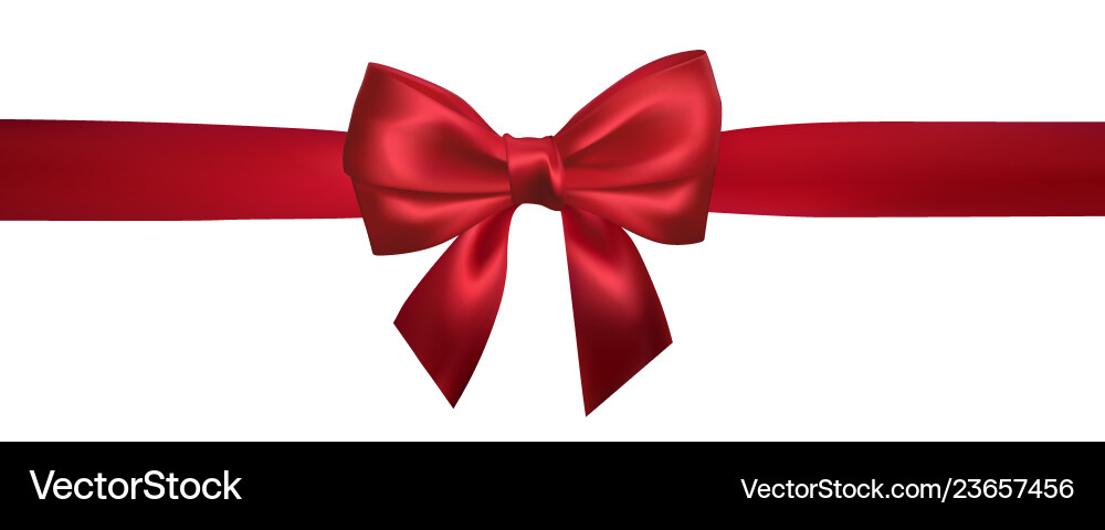 Realistic red bow with horizontal ribbons Vector Image