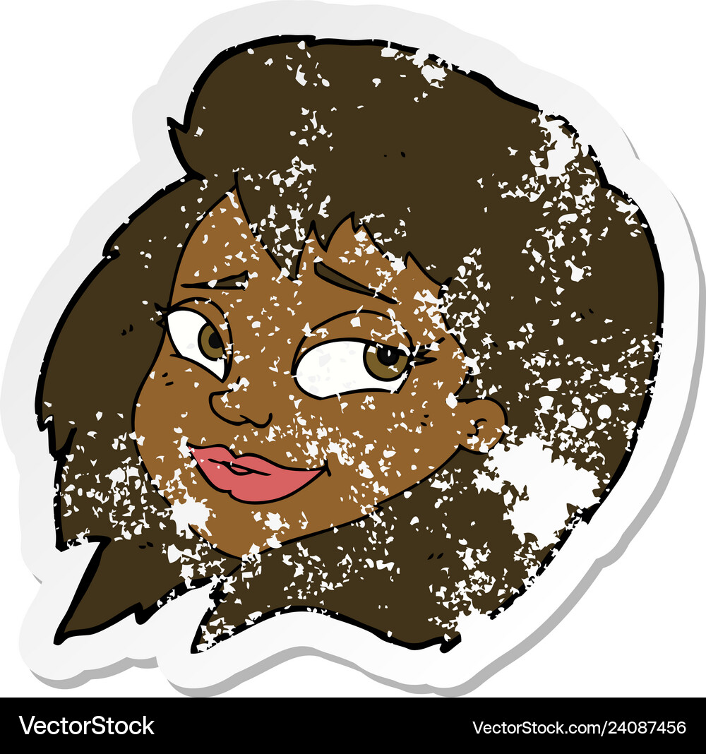 Retro distressed sticker a cartoon happy Vector Image