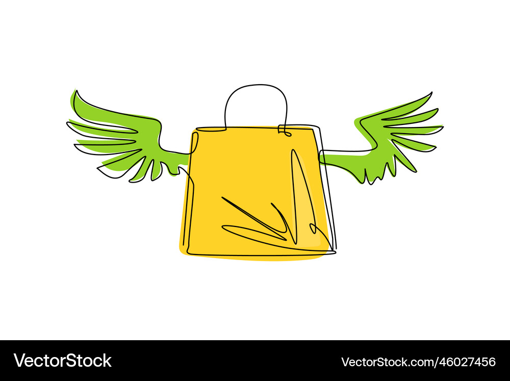 Single one line drawing shopping paper bag Vector Image
