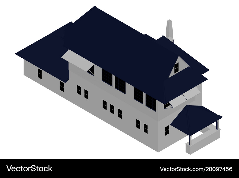 Two-storey cottage polygonal house isolated white Vector Image