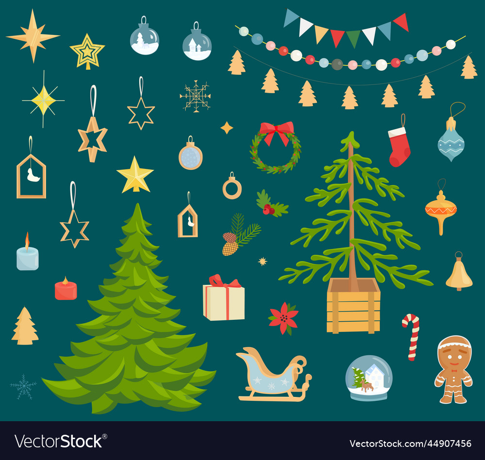 Vintage christmas set Royalty Free Vector Image