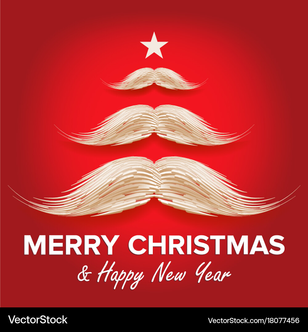 White santa s mustache in form christmas tree Vector Image