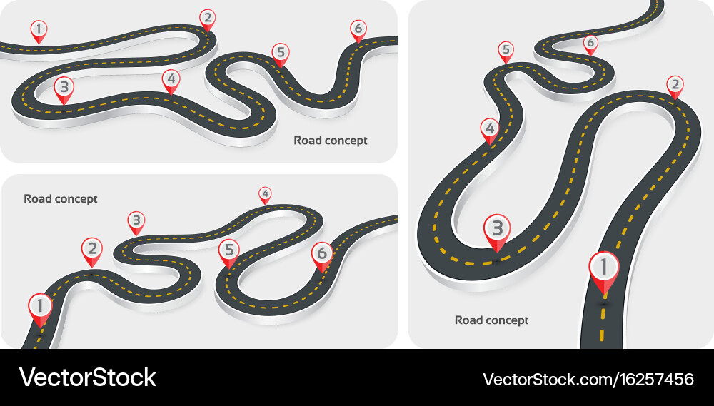 Winding 3d road infographic concepts on a white Vector Image