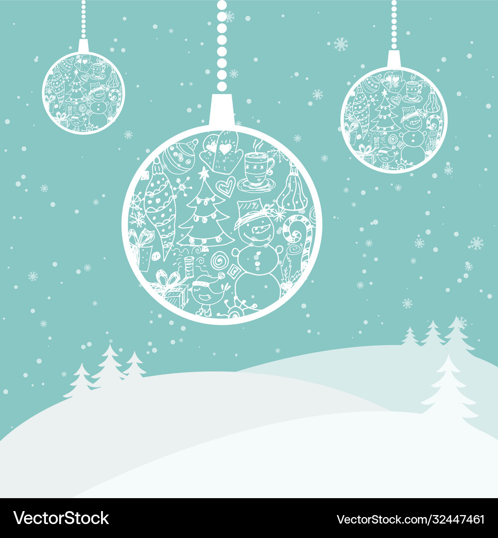 Cartoon for holiday theme with christmas tree Vector Image