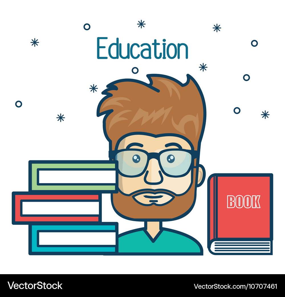 Cartoon student education books read design Vector Image
