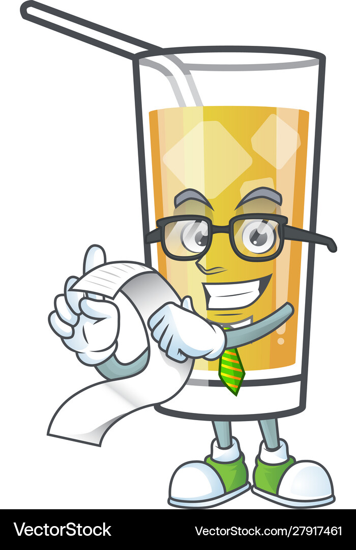 Character holding bill in apple cider cartoon Vector Image