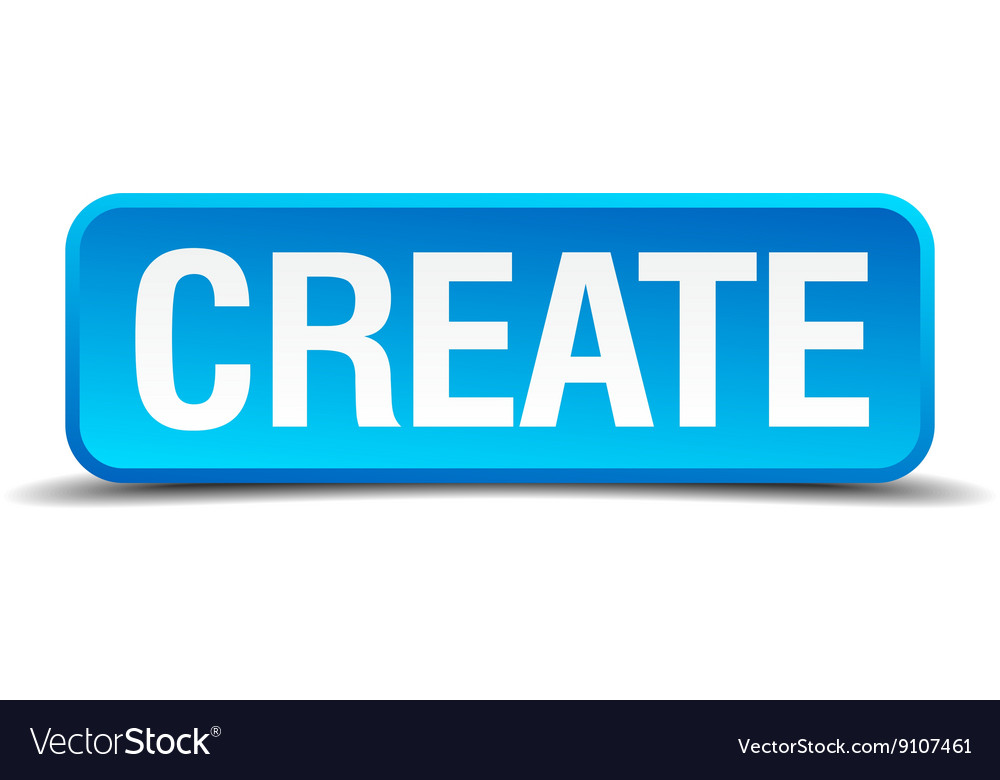 Create blue 3d realistic square isolated button Vector Image