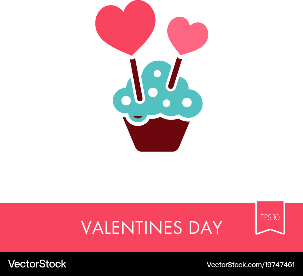 Cupcake with two hearts icon Royalty Free Vector Image
