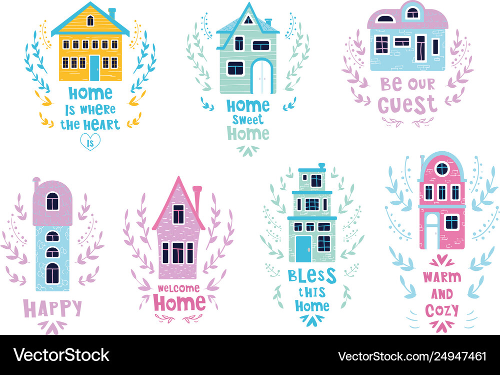 Cute cartoon houses Royalty Free Vector Image - VectorStock