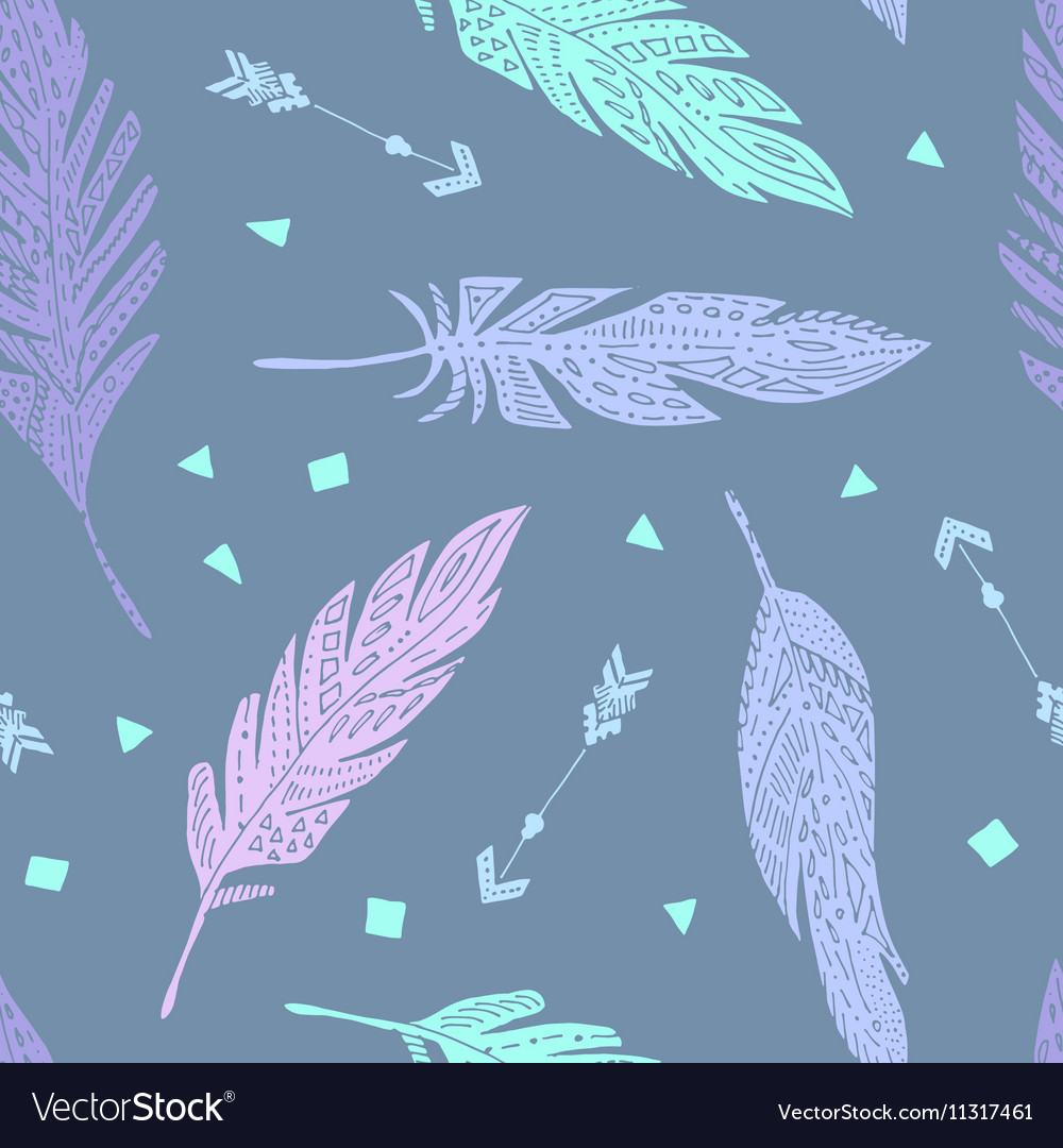 Feather seamless pattern Royalty Free Vector Image