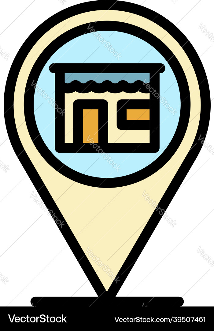 Gps store label icon color outline Royalty Free Vector Image
