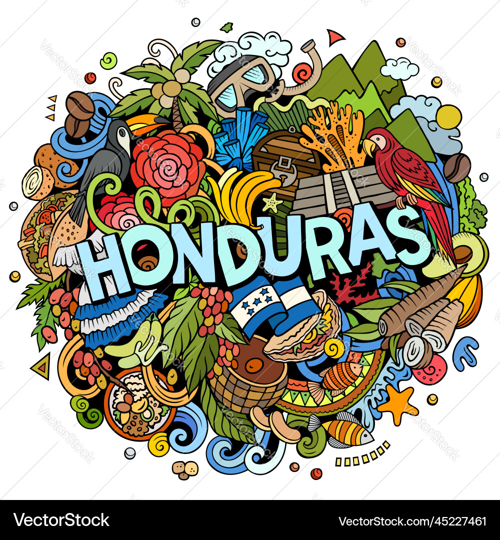 Honduras cartoon doodle funny design Royalty Free Vector