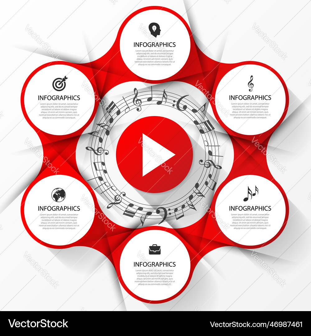 Infographic music concept colorful circle Vector Image
