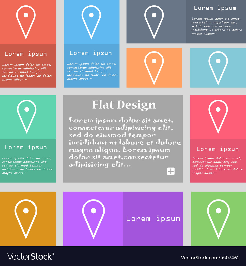 Map poiner icon sign set of multicolored buttons Vector Image