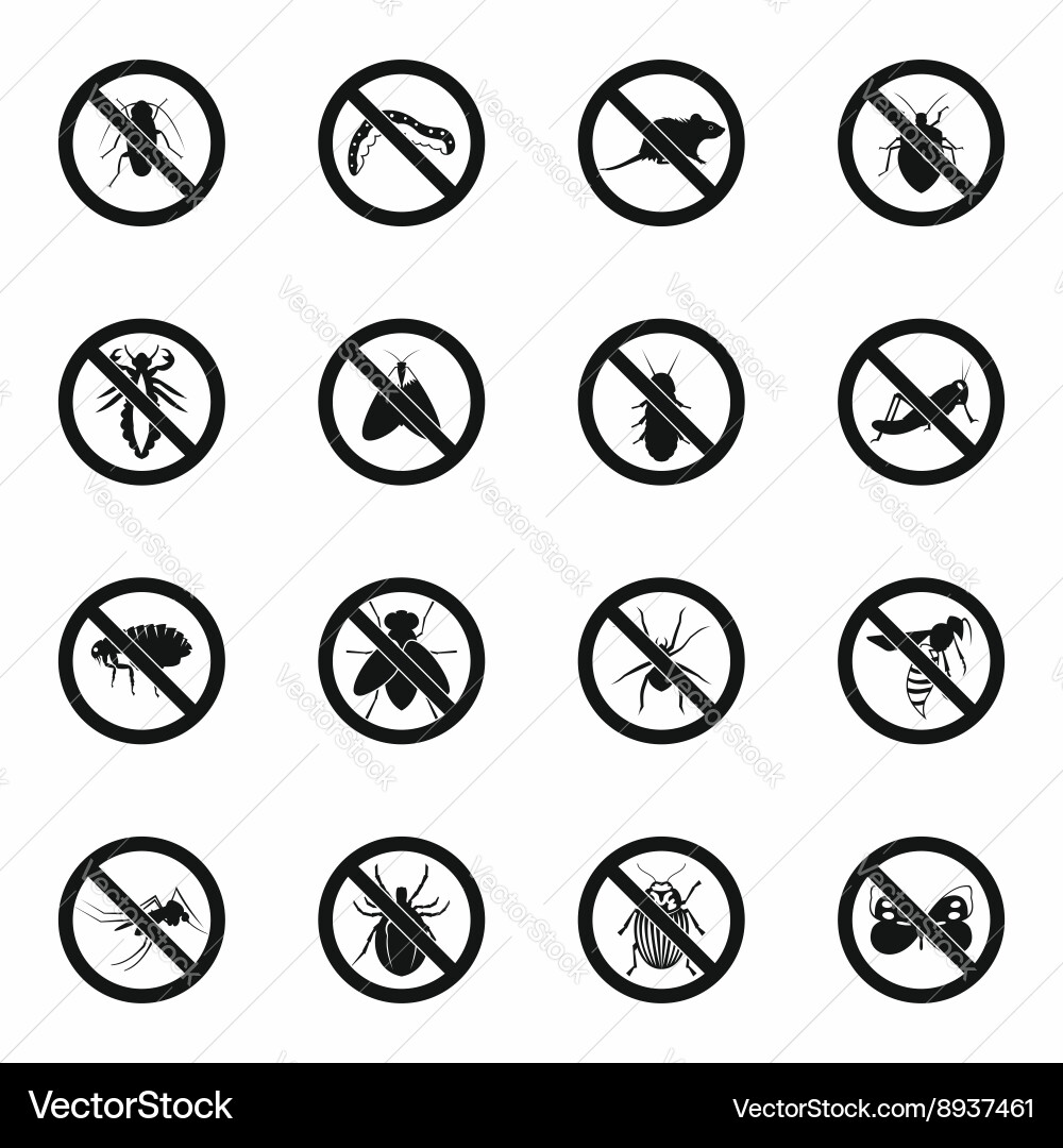 No insect sign icons set simple style Royalty Free Vector