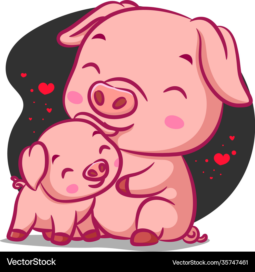Pig and baby is hugging each other Royalty Free Vector Image