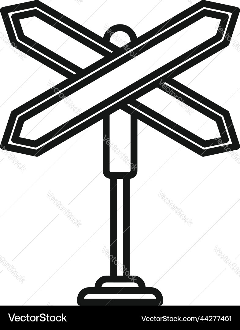 Railroad cross sign icon outline train Royalty Free Vector